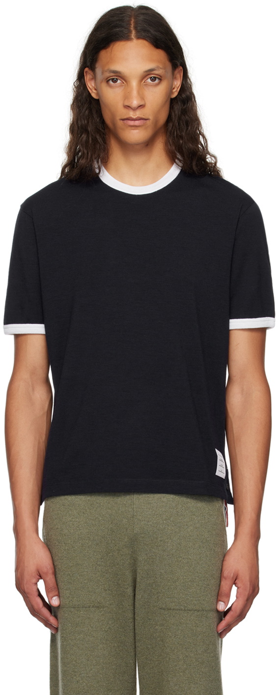 Thom Browne Navy Ringer T-Shirt Thom Browne
