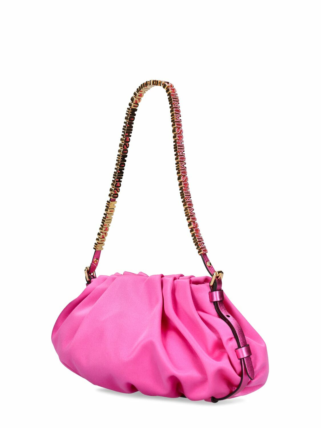 MOSCHINO - Mini Satin Bag W/crystal Logo Moschino