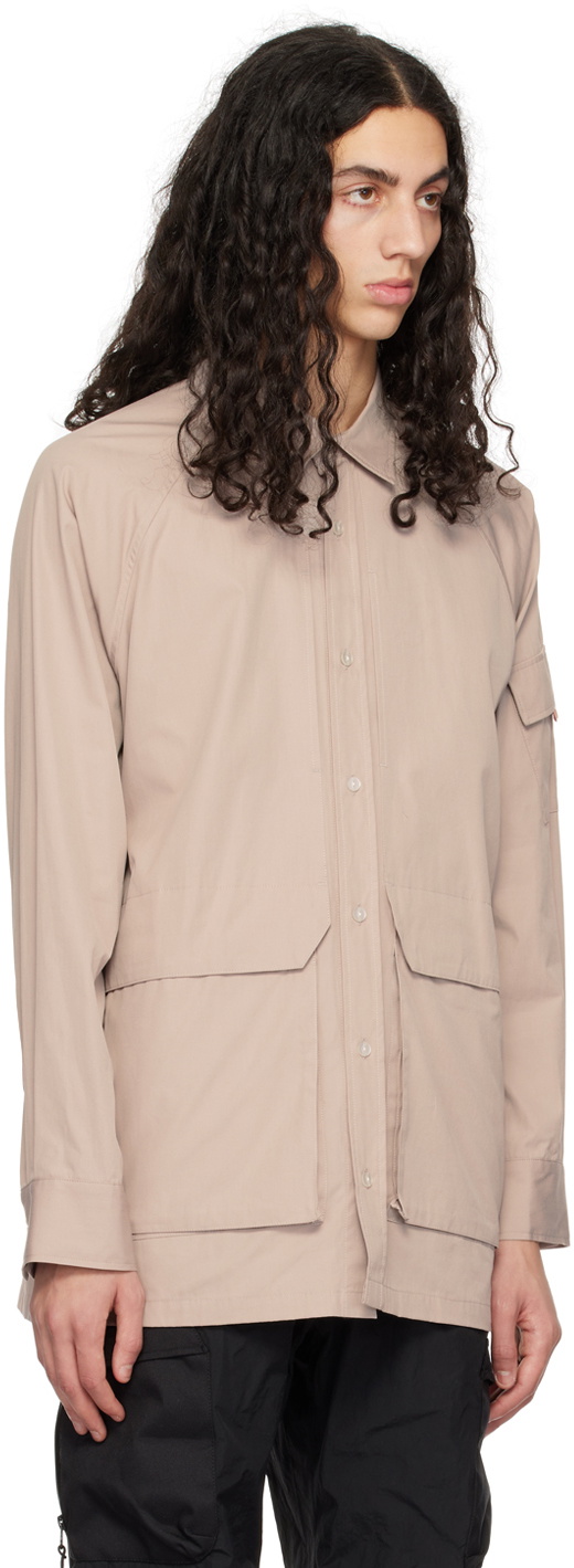 meanswhile Tan Trinity Cloth Overlap Shirt