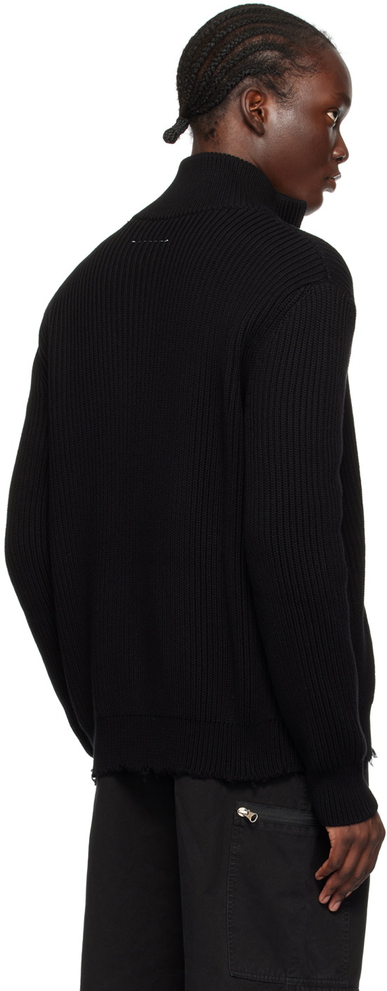 MM6 Maison Margiela Black Frayed Edge Cardigan MM6 Maison Margiela