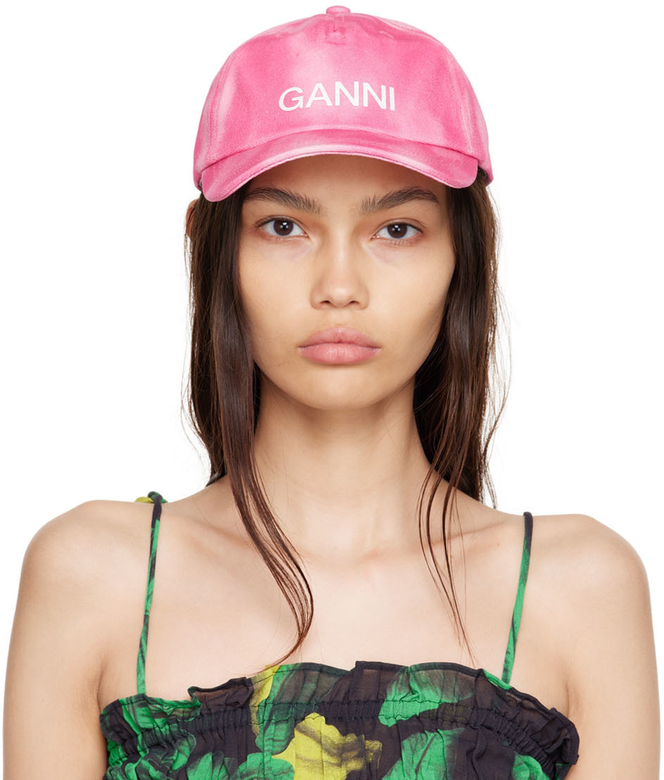 GANNI Pink Canvas Cap GANNI