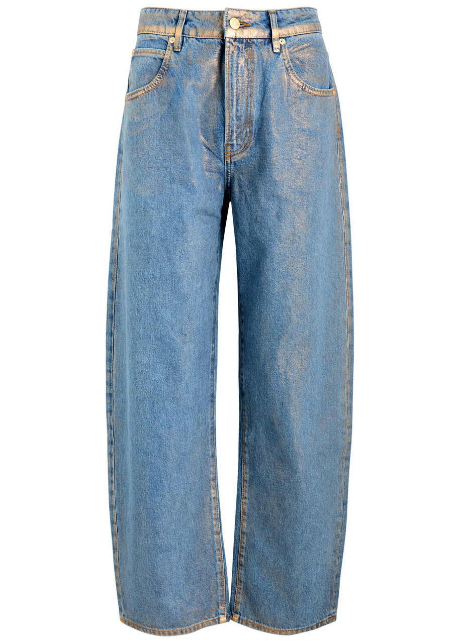 Frame Foil-print Barrel-leg Jeans Blue Frame Denim