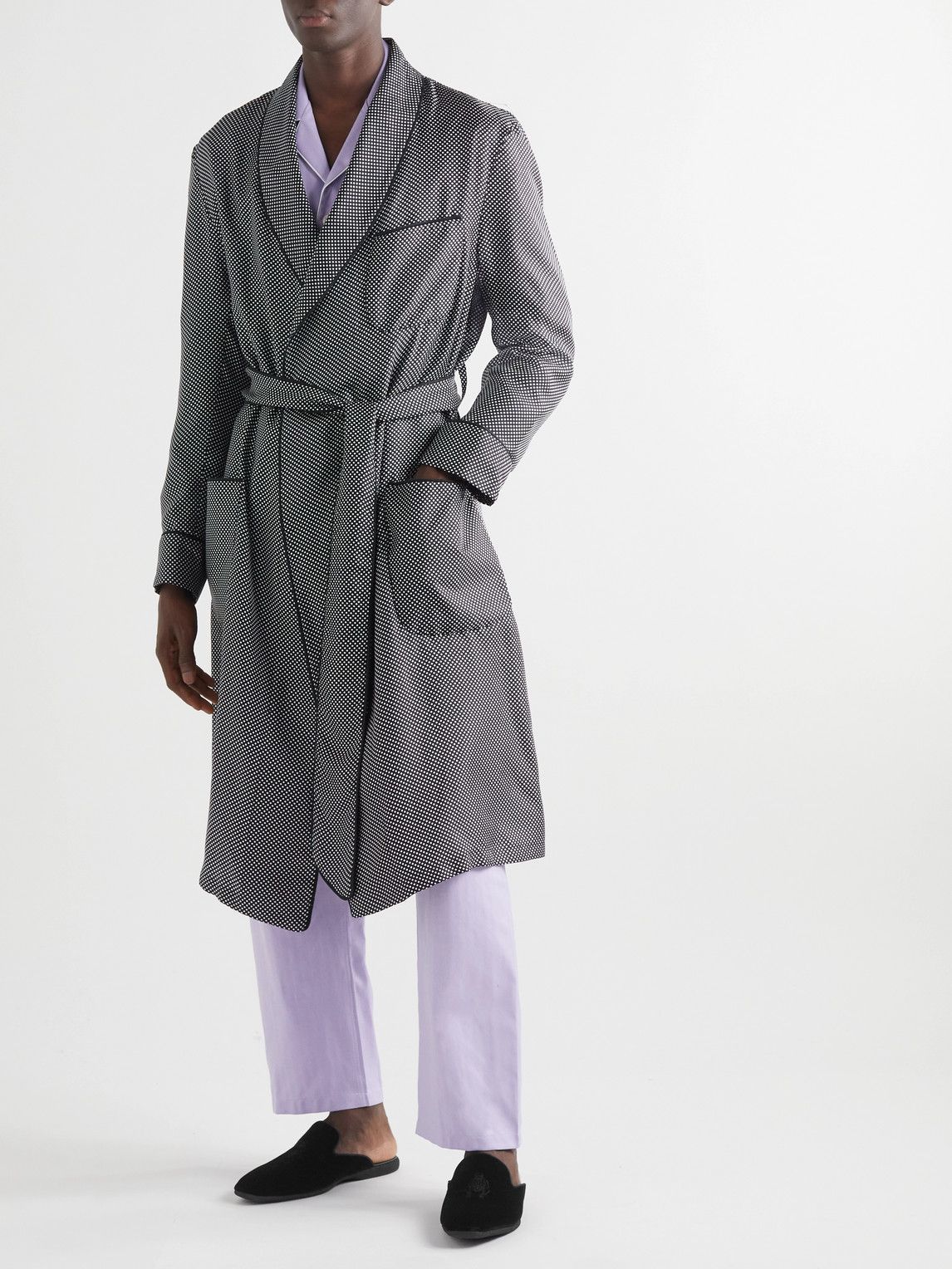 Paul Stuart - Hamilton Embroidered Velvet Slippers - Black Paul Stuart