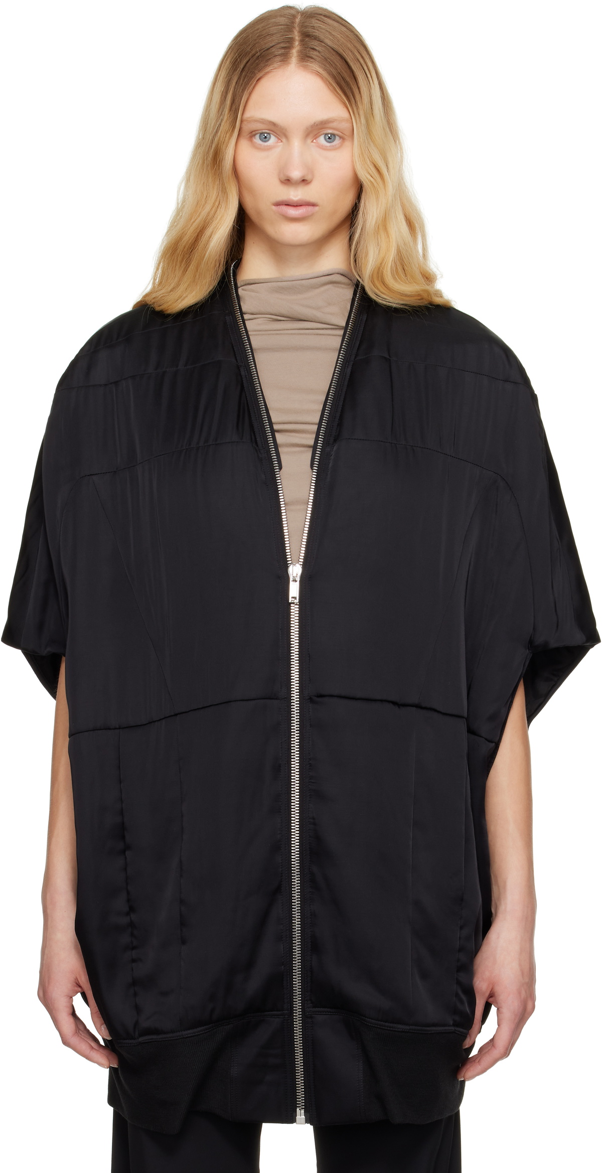 Rick Owens Black Hollywood Girdered Bubble Bomber Jacket Rick Owens