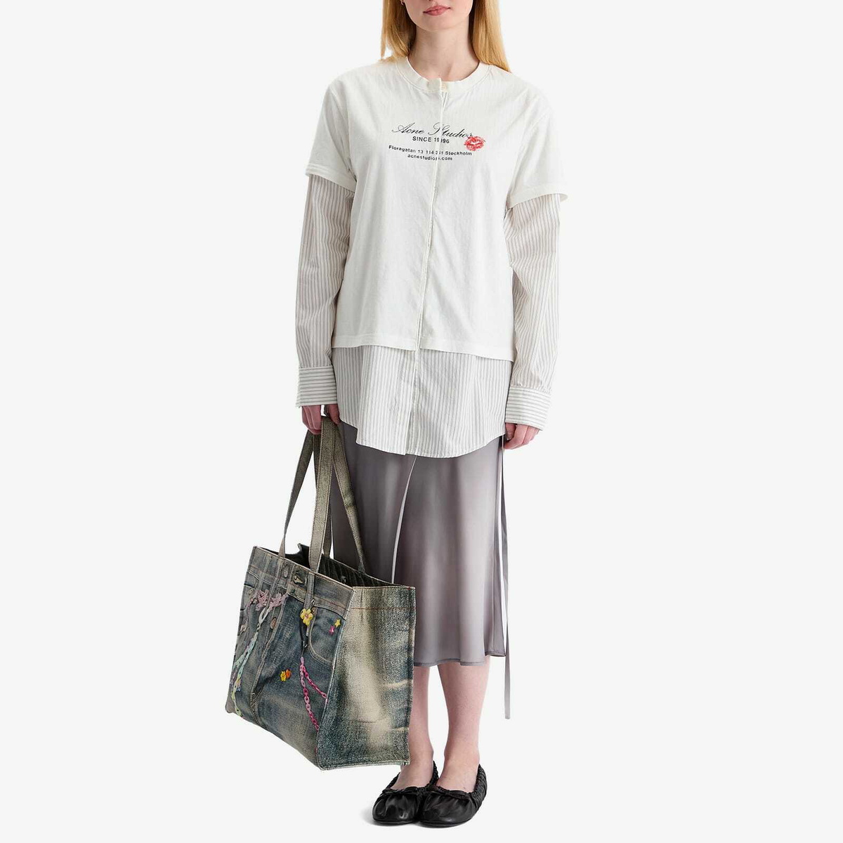 Acne Studios Women's Logo Shopper with Kawaii Chains in Mid Blue Acne ...