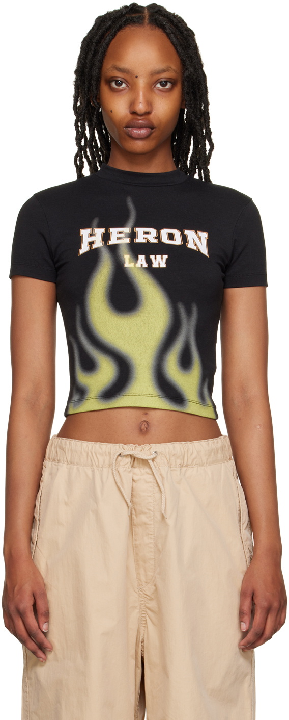 Heron Preston Black 'Law Flames' Baby T-Shirt Heron Preston