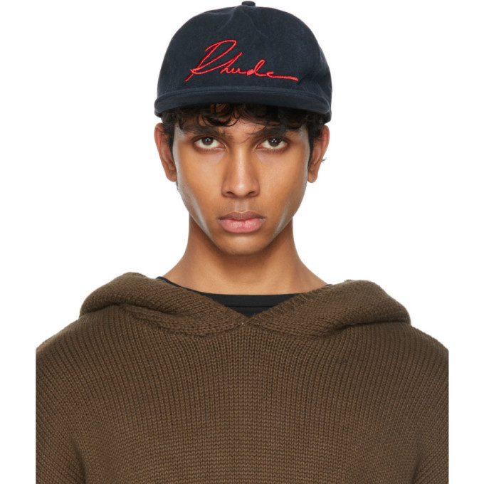 Rhude Black Cursive Logo Cap Rhude