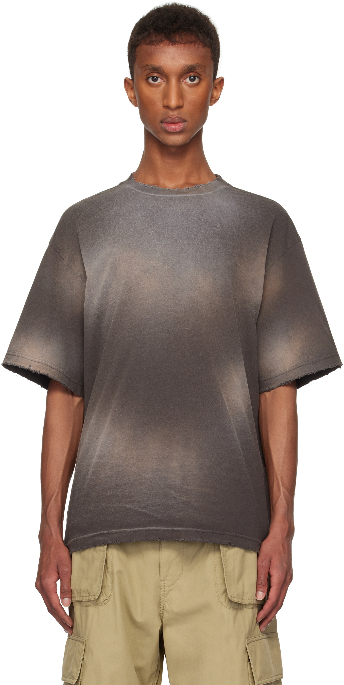 We11done Gray Standard Logo Washed T-shirt We11done