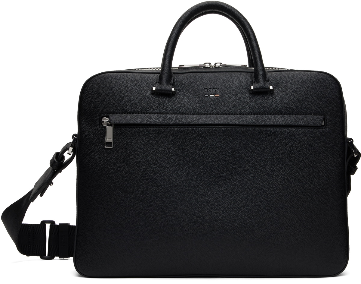 BOSS Black Grained Faux-Leather Briefcase BOSS