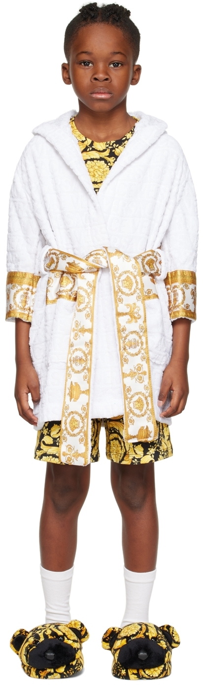 Versace Kids White 'I Love Baroque' Bath Robe Versace