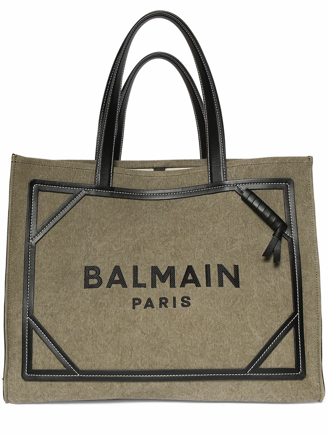 BALMAIN - Medium B-army Canvas & Leather Tote Bag Balmain