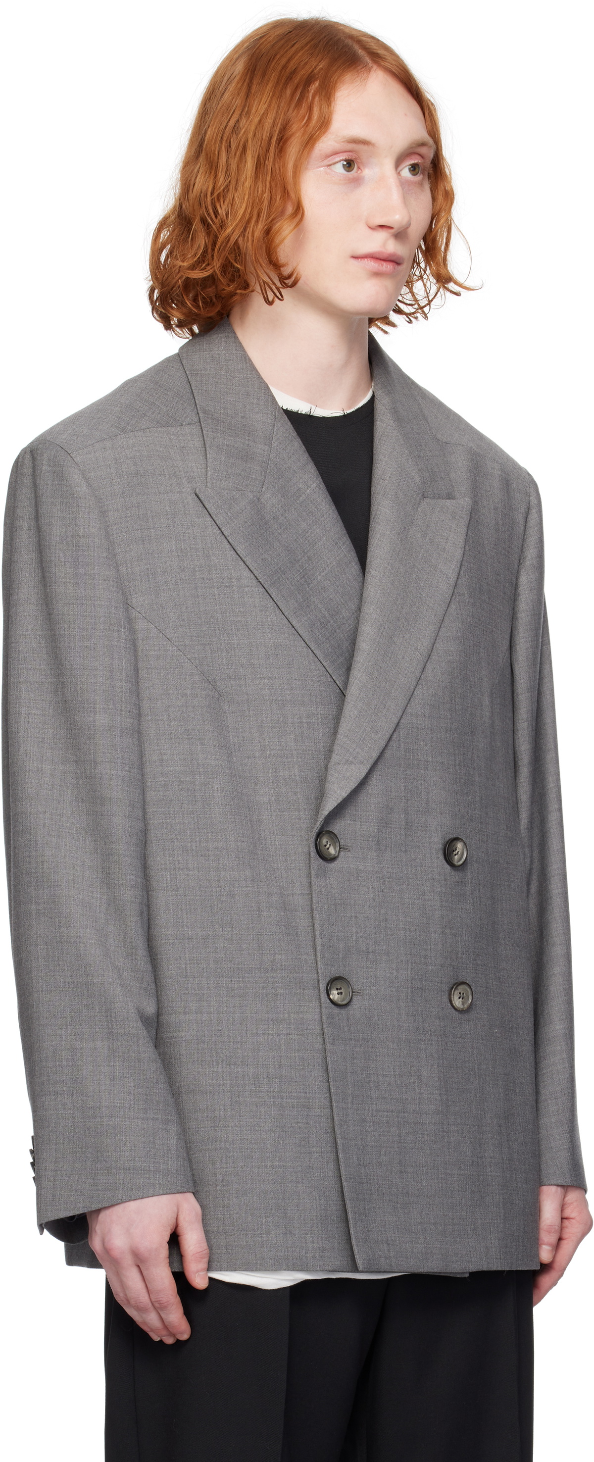 Entire Studios Gray Double Breasted Blazer Entire Studios