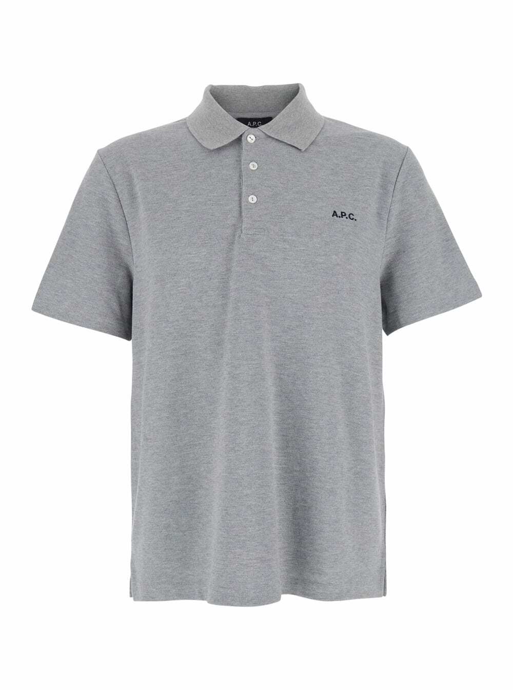 A.P.C. Grey Polo Shirt With Embroidered Logo On The Front In Cotton Man ...