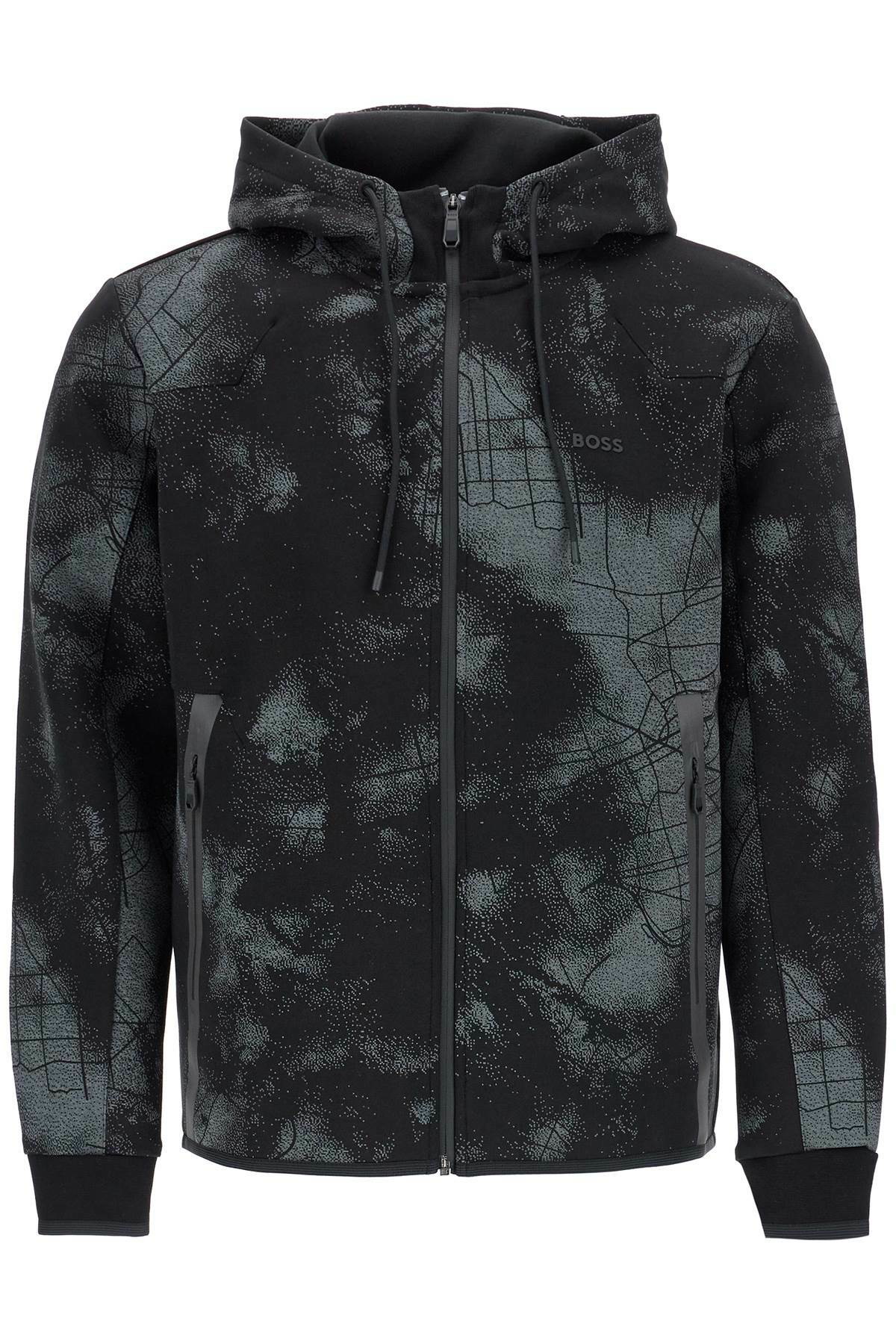 BOSS black zip hoodie cotton polyester autumn winter Black BOSS