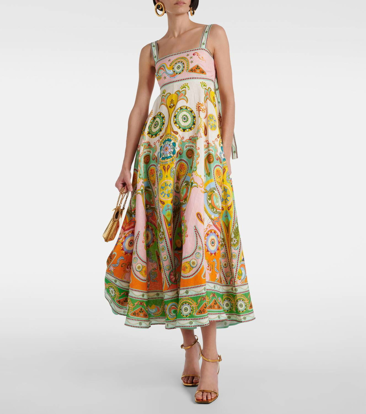 Alémais Pinball printed linen midi dress ALÉMAIS