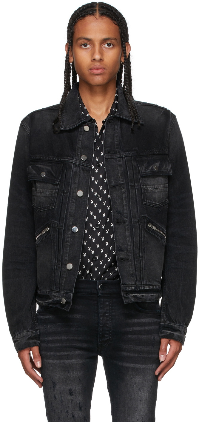 AMIRI Black Denim Double Slanted Jacket Amiri