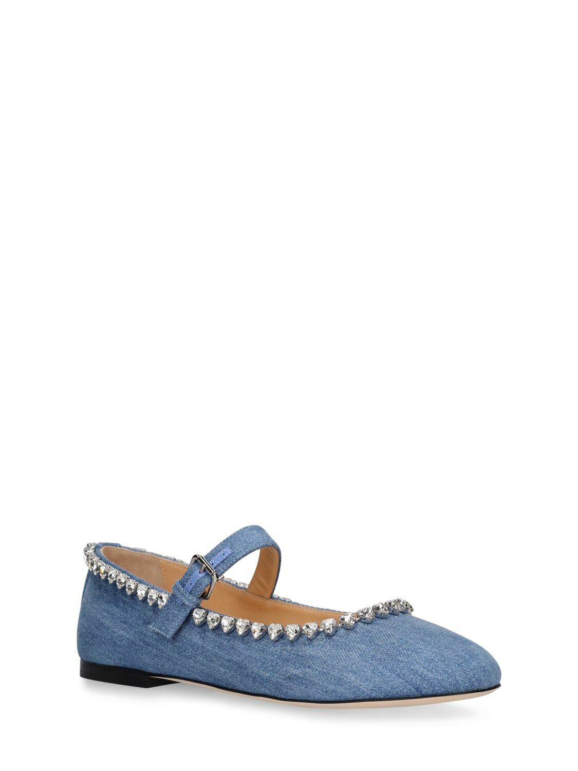 MACH & MACH - 10mm Audrey Denim Ballerina Flats MACH & MACH