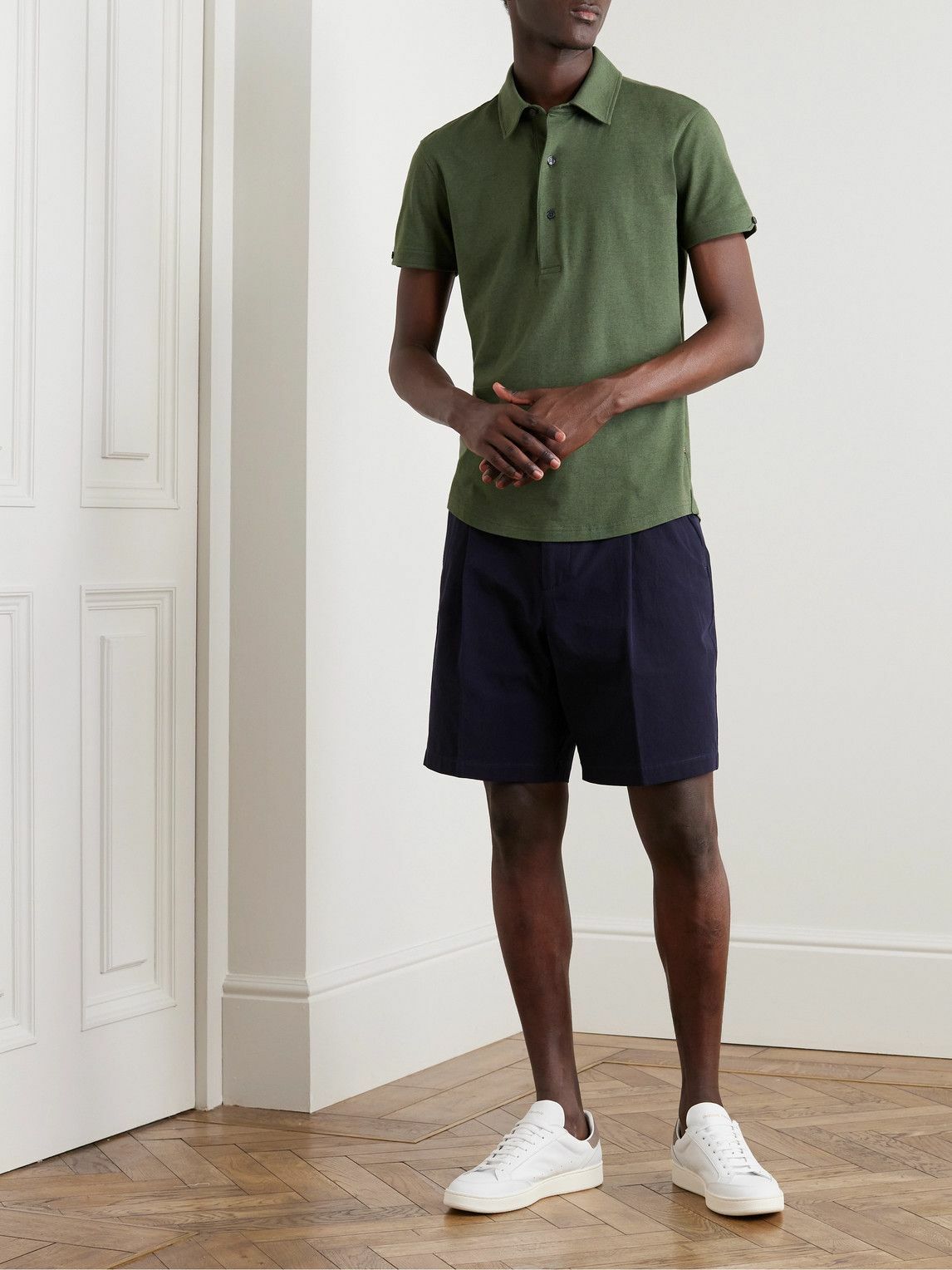 Orlebar Brown - 007 Sebastian Cotton and Silk-Blend Polo Shirt - Green ...