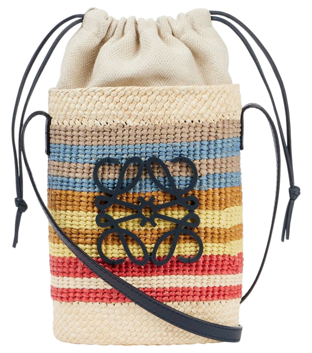Loewe Anagram striped raffia phone pouch Loewe