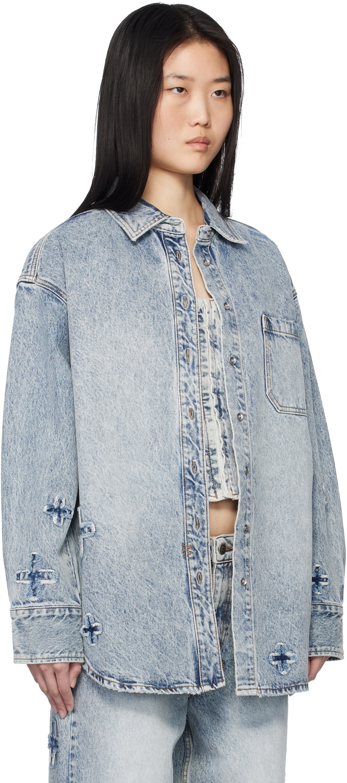 Ksubi Blue Oversized Klassic Kraftwerk Denim Shirt Ksubi