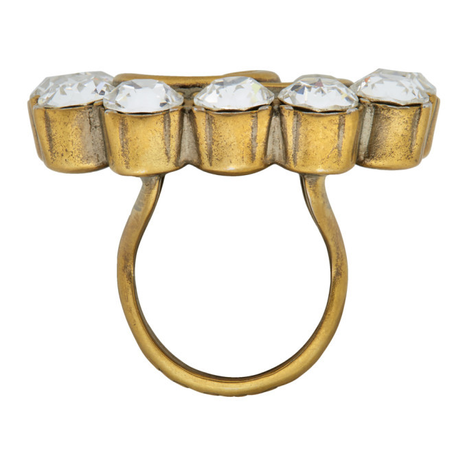 Gucci Gold Crystal GG Marmont Ring Gucci