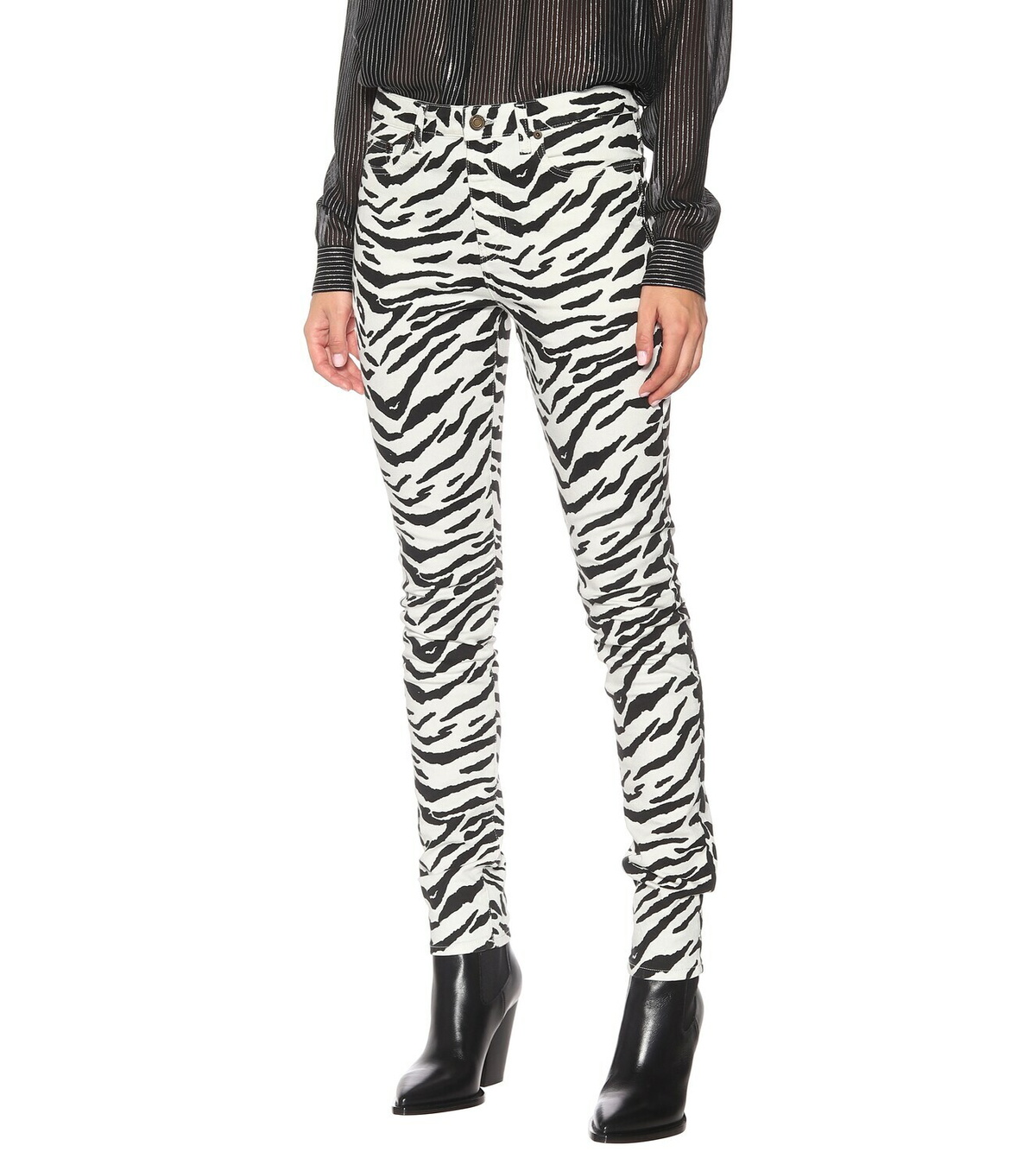 Saint Laurent Zebra-print mid-rise skinny jeans Saint Laurent