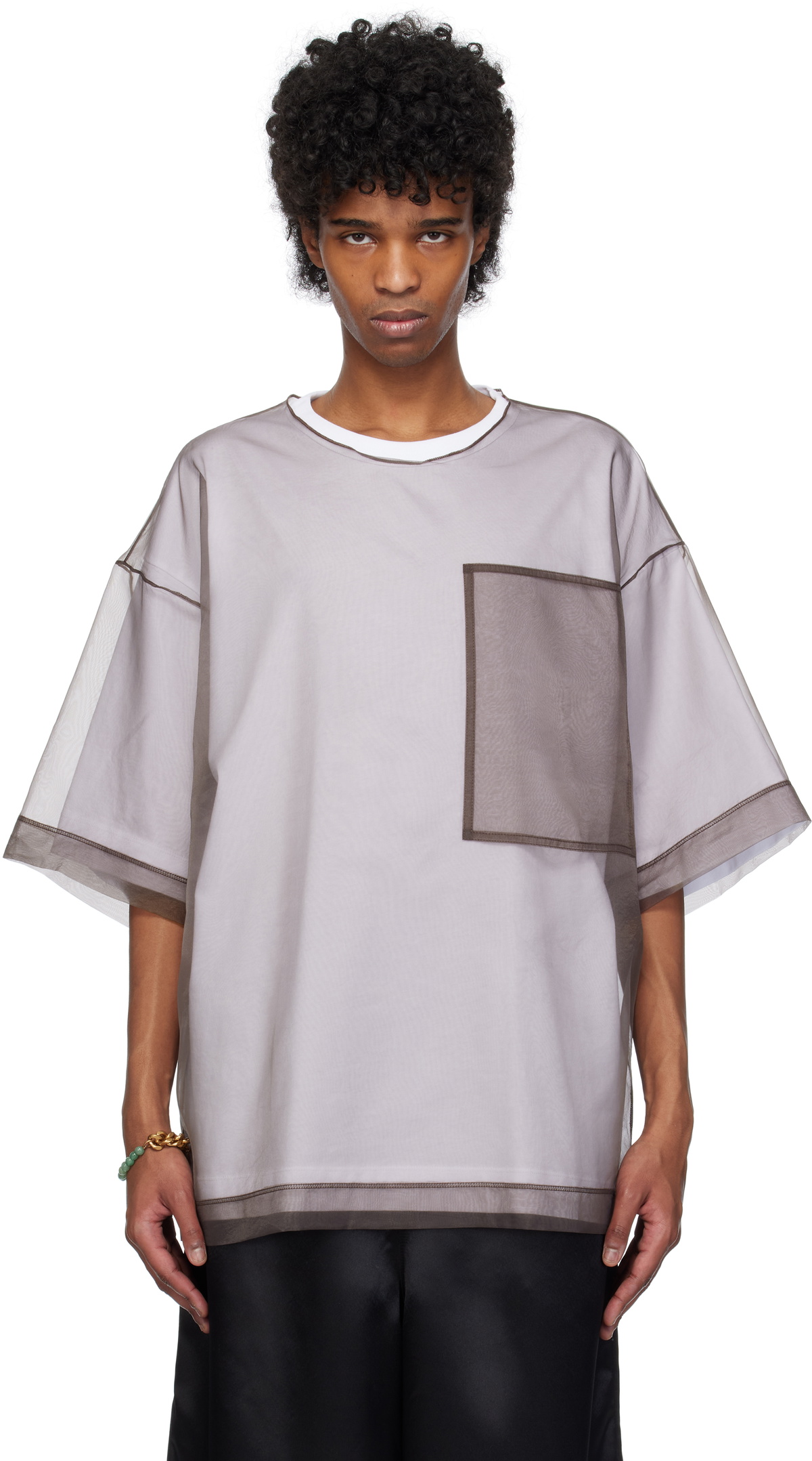 Dries Van Noten White Sheer Overlay T-shirt Dries Van Noten
