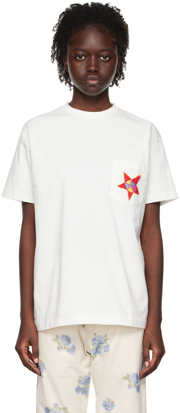 Bode White Star Pocket T-Shirt Bode