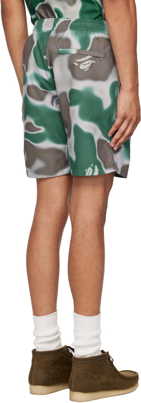 BAPE Green & Gray Liquid Camo One Point Swim Shorts A Bathing Ape