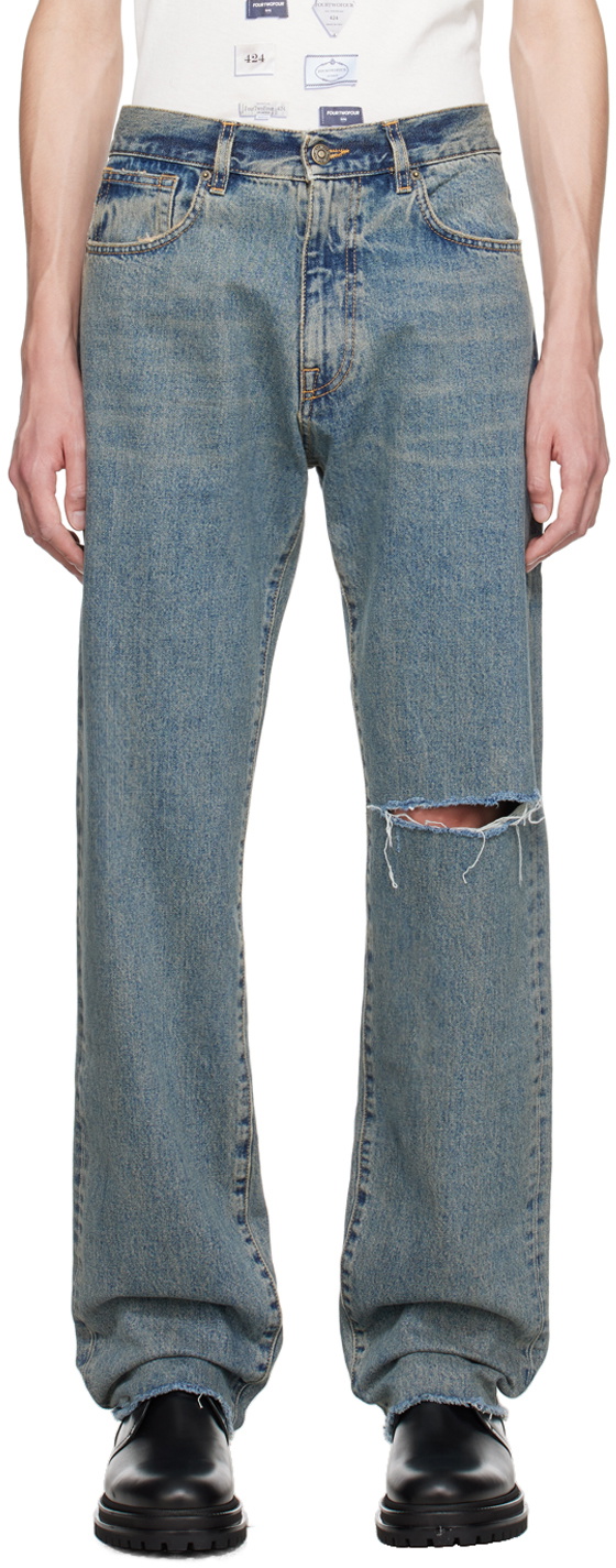 424 Indigo Rip Jeans 424