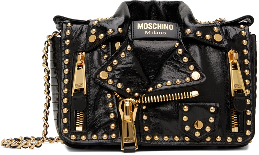 Moschino Black Studded Biker Bag Moschino