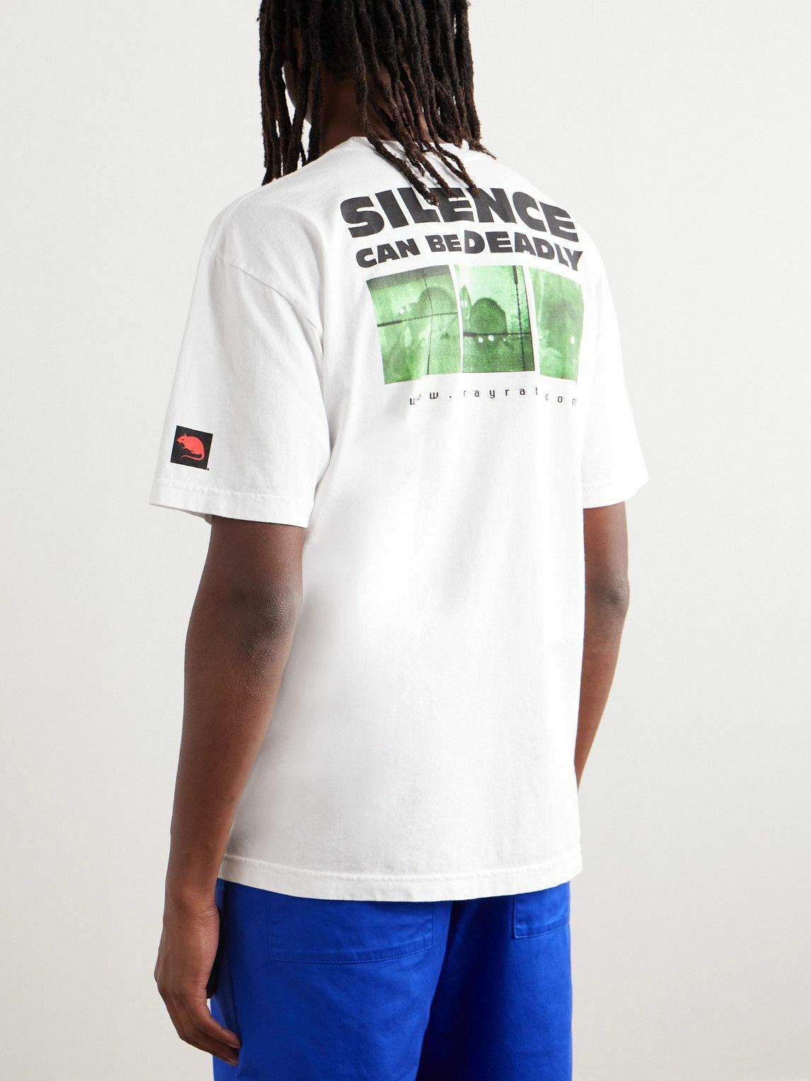 Stray Rats - Silence Logo-Print Cotton-Jersey T-Shirt - White Stray Rats