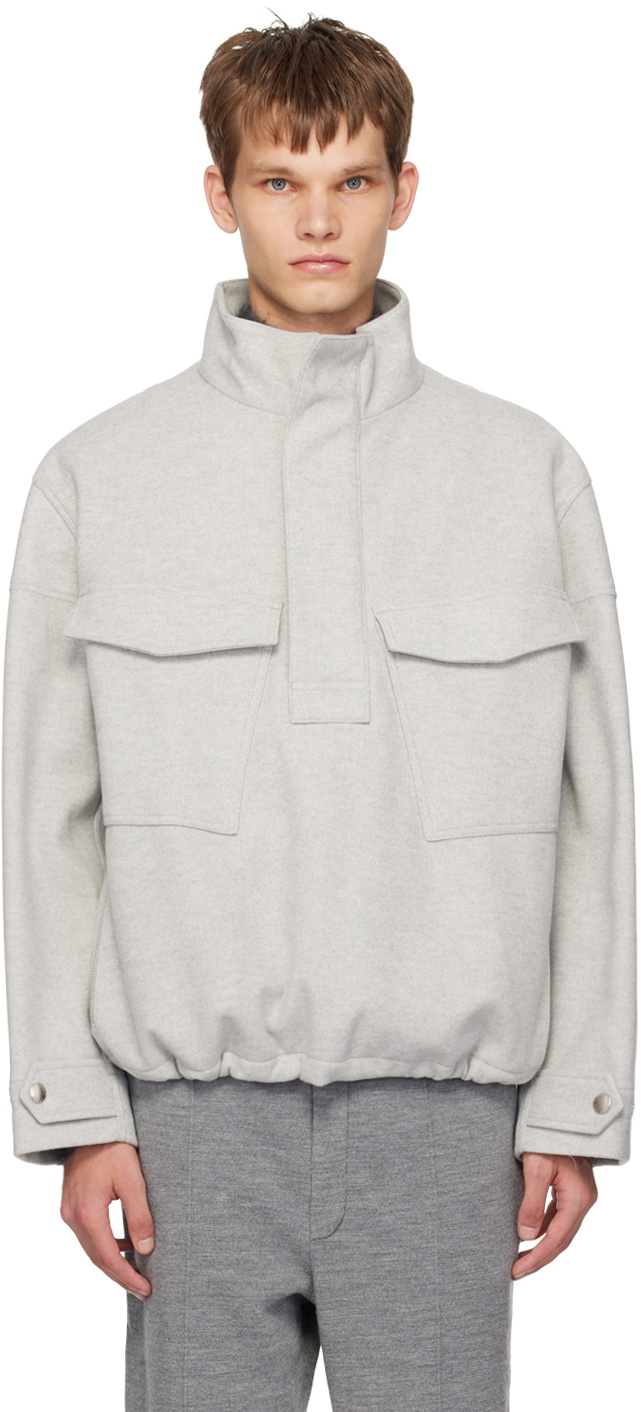 Solid Homme Gray Half-Zip Sweatshirt Solid Homme