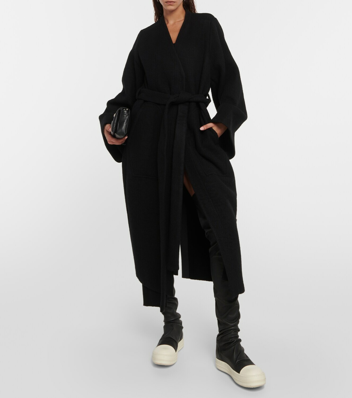 Rick Owens Belted virgin wool coat Rick Owens