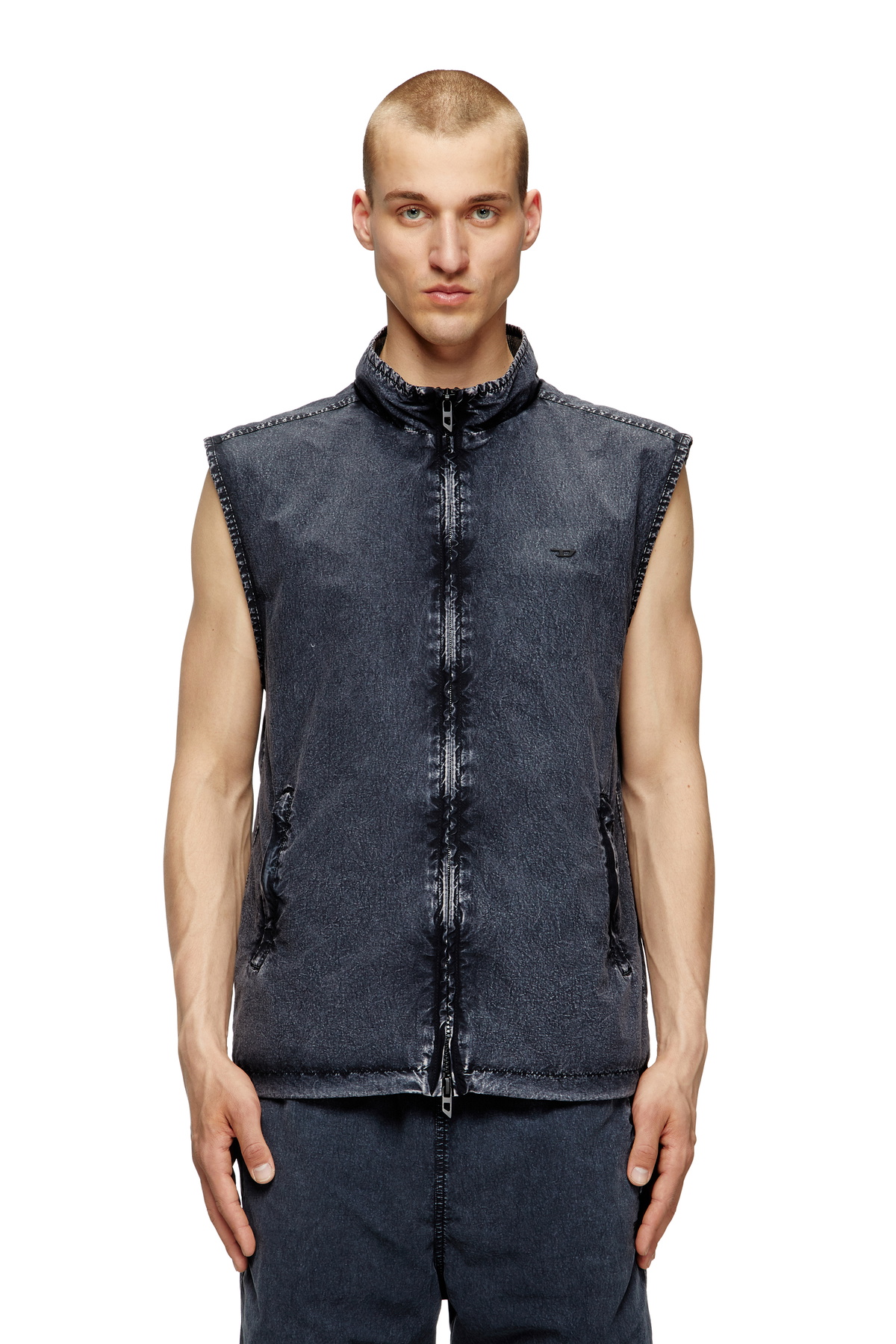 Diesel Vest in recycled nylon taslan - Jackets Mens in Blue Diesel