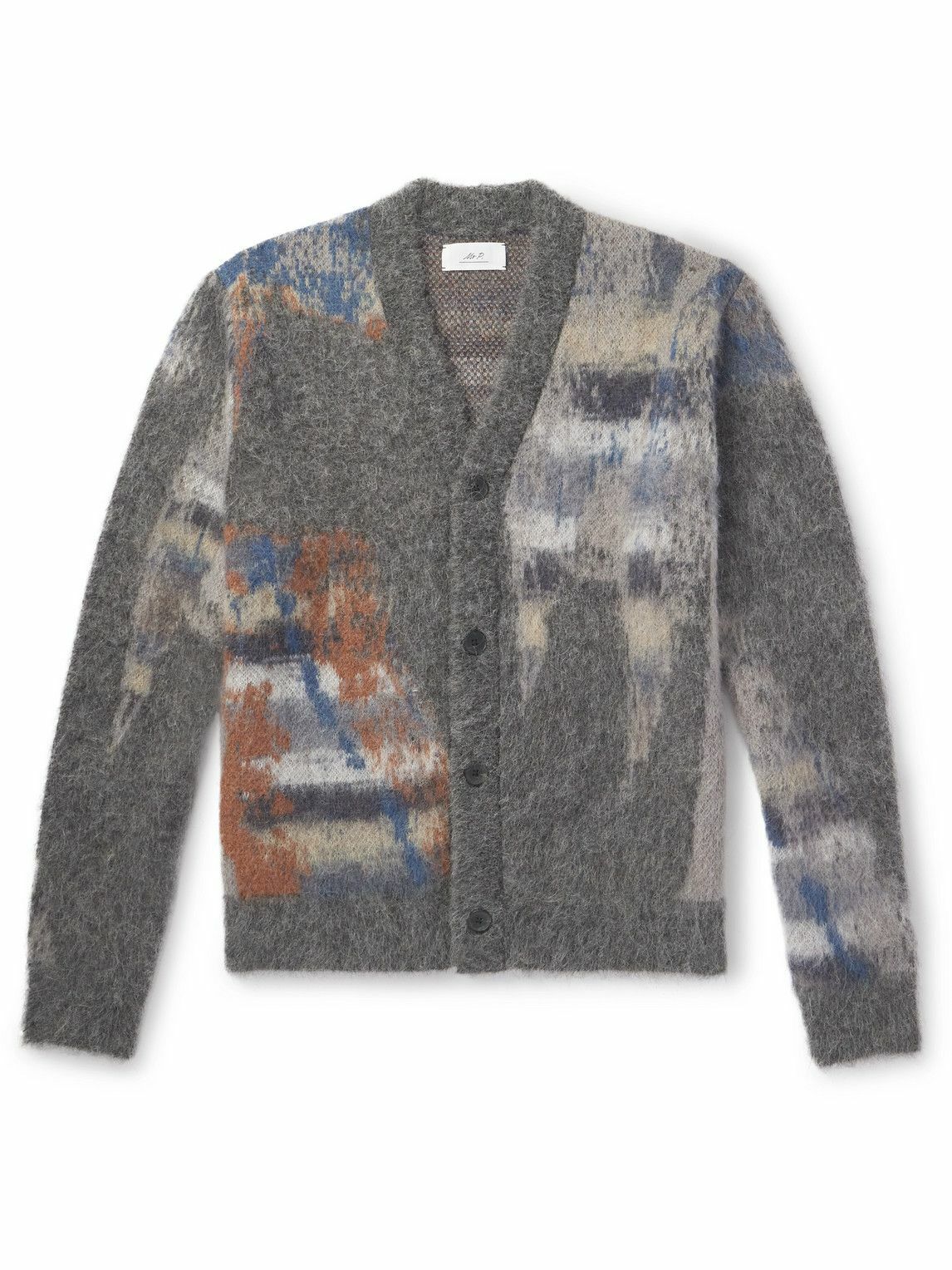 Mr P. - Brushed Jacquard-Knit Cardigan - Gray Mr P.