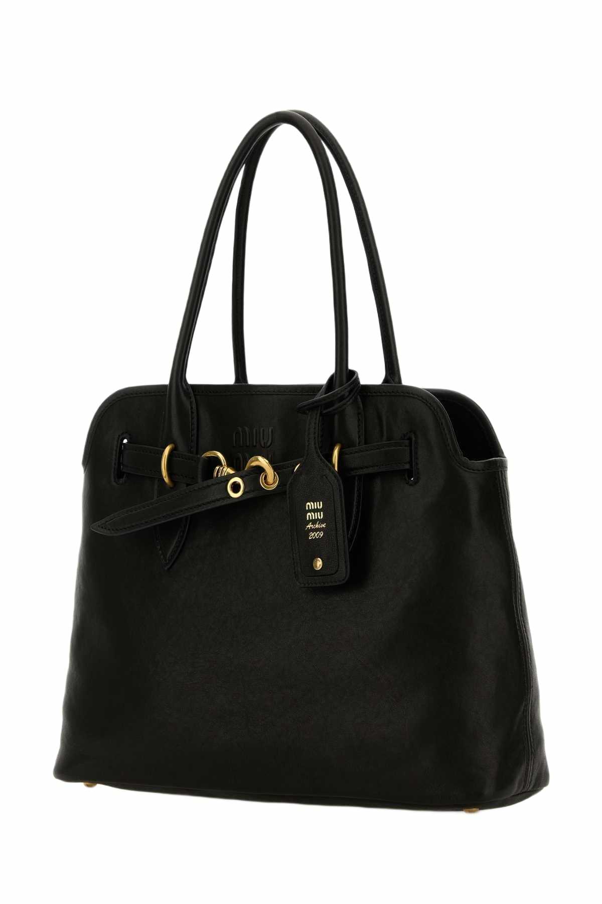 Miu Miu Black Nappa Leather Aventure Shopping Bag Miu Miu