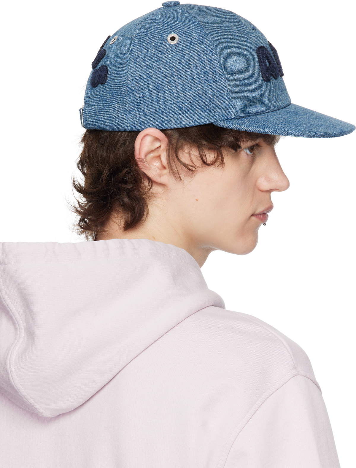AMI Paris Blue Cotton 'Ami Paris' Patch Trucker Cap AMI