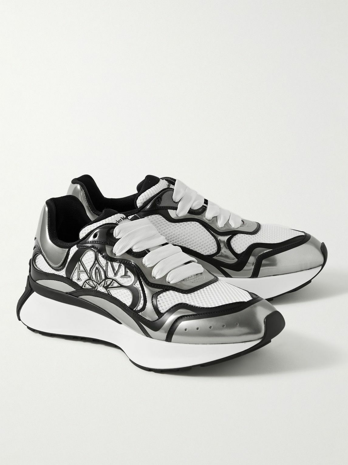 Alexander McQueen - Sprint Runner Exaggerated-Sole Mesh and Leather ...