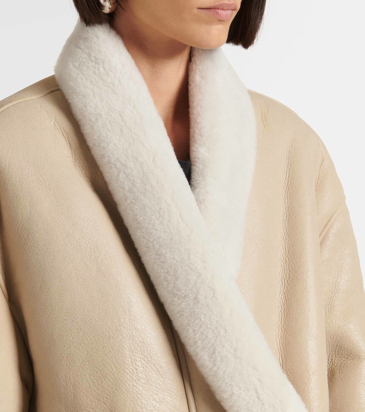 Isabel Marant Elanore shearling-trimmed leather coat Isabel Marant
