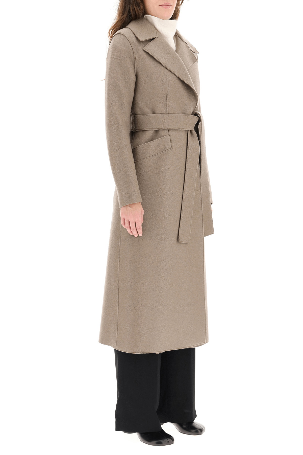 HARRIS WHARF LONDON long pressed wool coat Brown Harris Wharf London