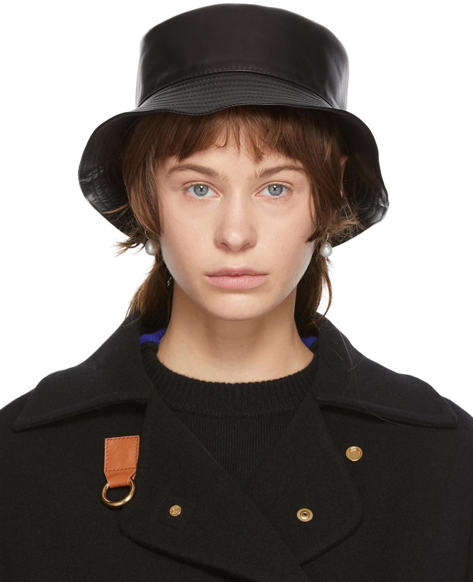 LOEWE Black Leather Fisherman Hat Loewe