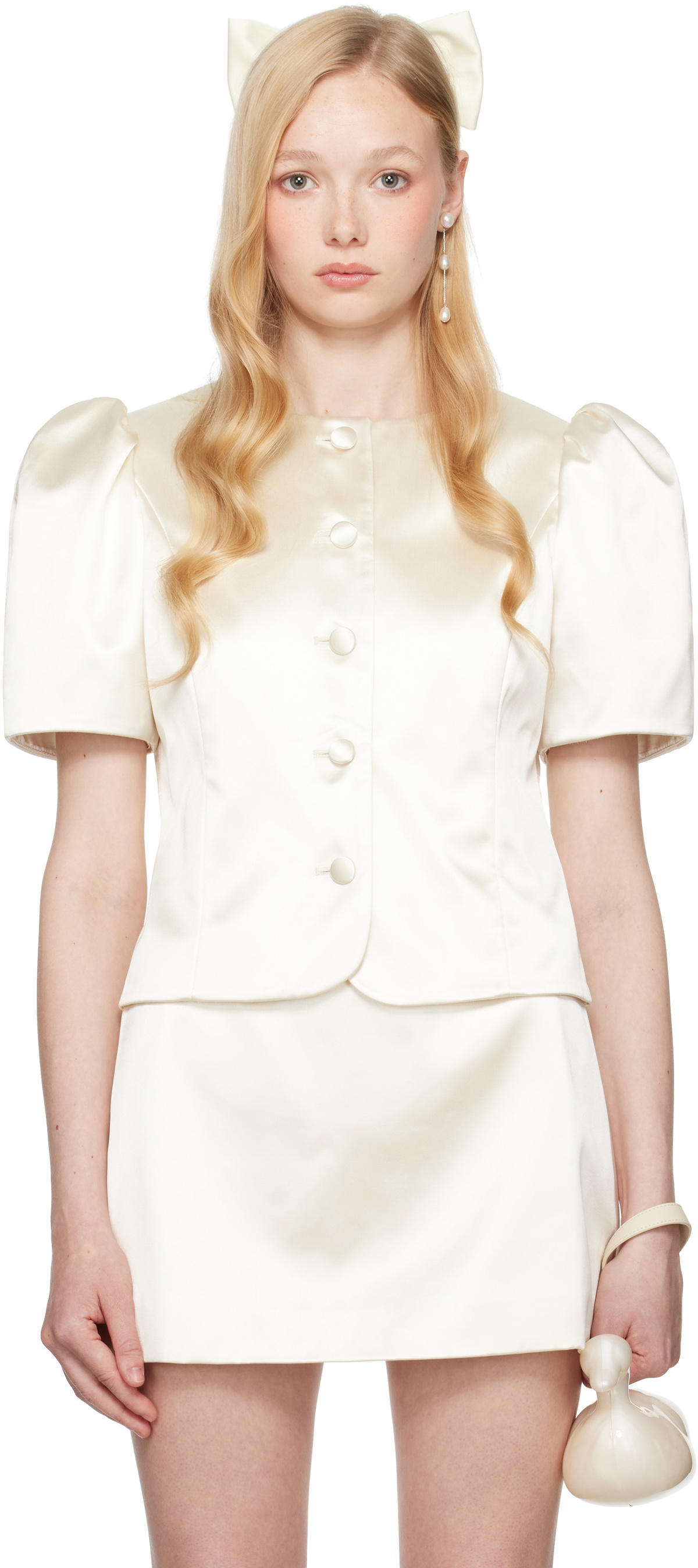 Sandy Liang SSENSE Exclusive Bridal Capsule Bonny Jacket Sandy Liang