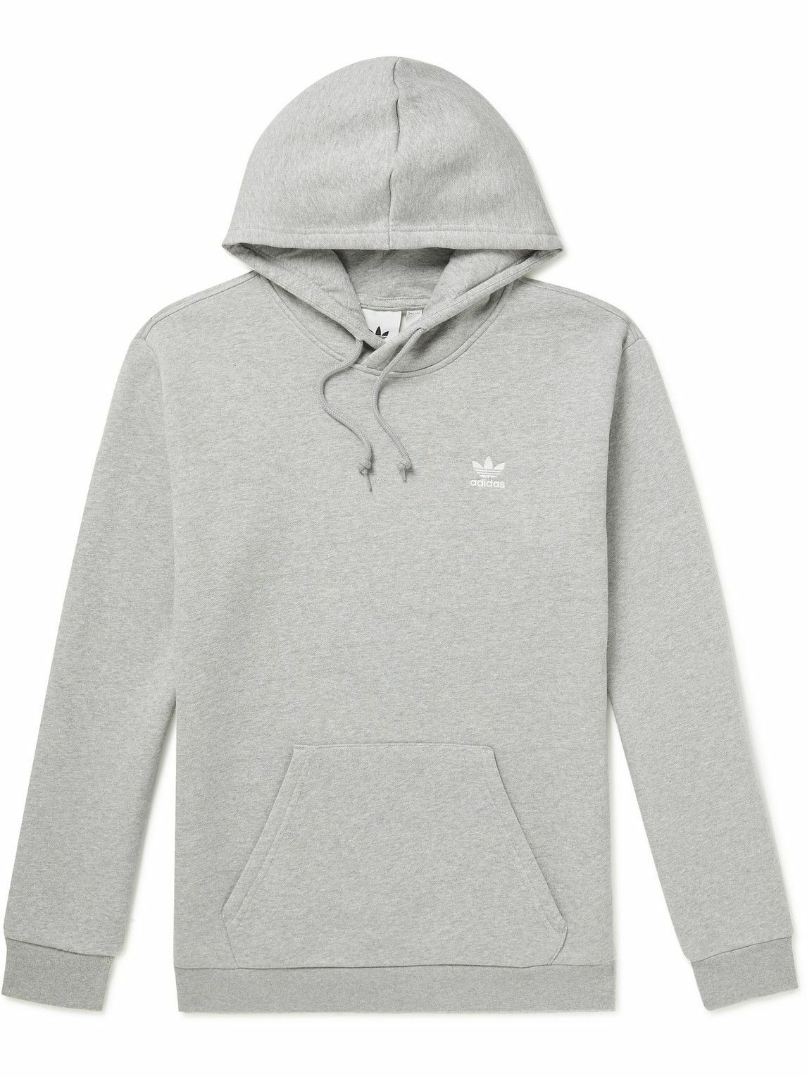 adidas Originals - Logo-Embroidered Cotton-Blend Jersey Hoodie - Gray ...