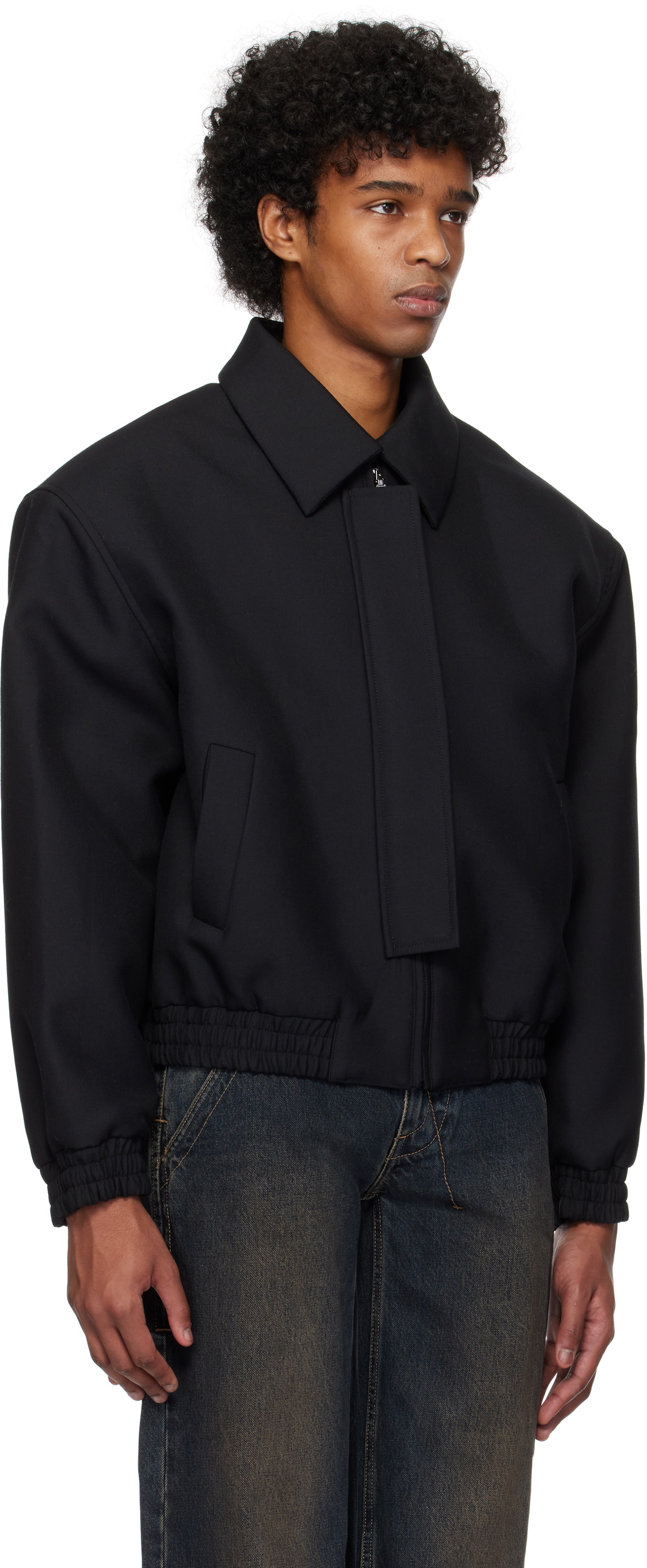 Fax Copy Express Black Zip Shoulder Jacket Fax Copy Express