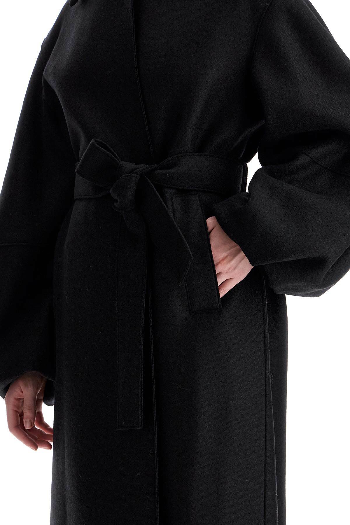 HARRIS WHARF LONDON pressed wool robe coat with nine words Black Harris ...