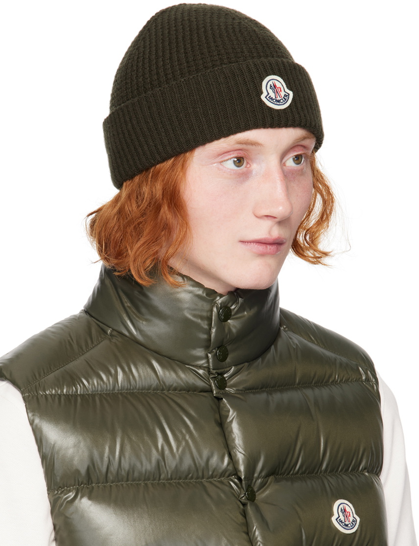Moncler Khaki Wool & Cashmere Beanie Moncler