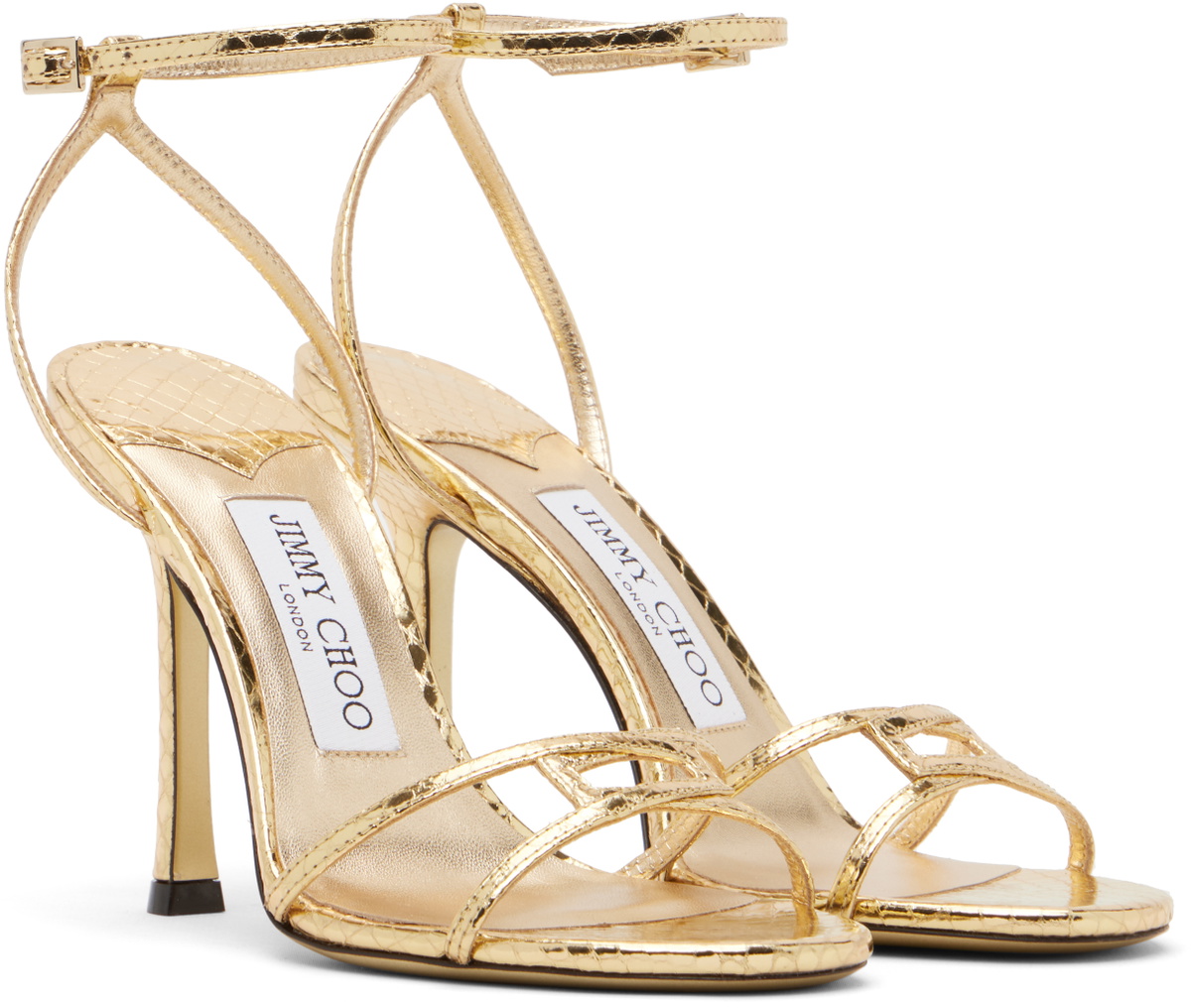 Jimmy Choo Gold Leo 100 Candy Wrap Heeled Sandals Jimmy Choo