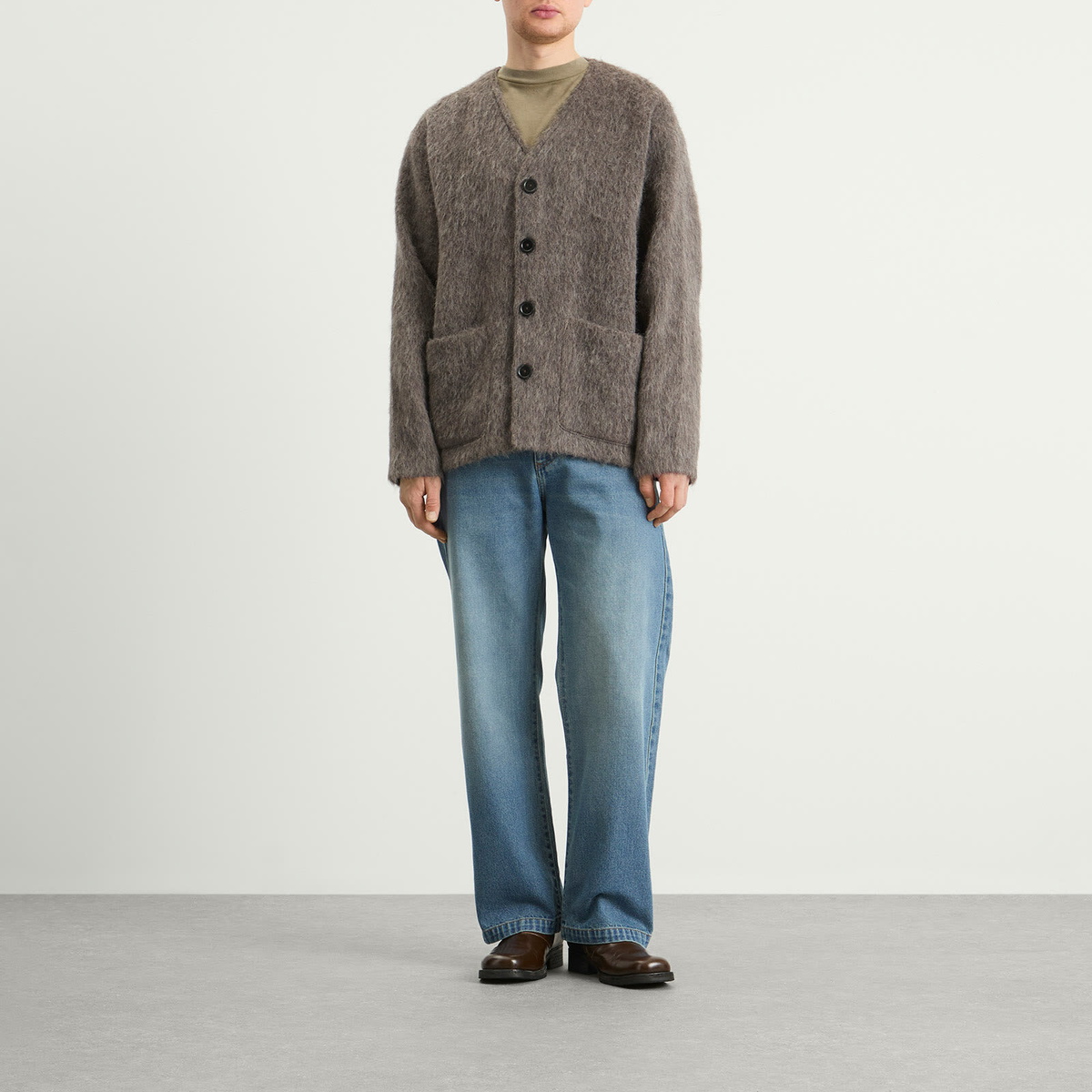 Our Legacy Men's Hairy Wool Cardigan in Mole Our Legacy