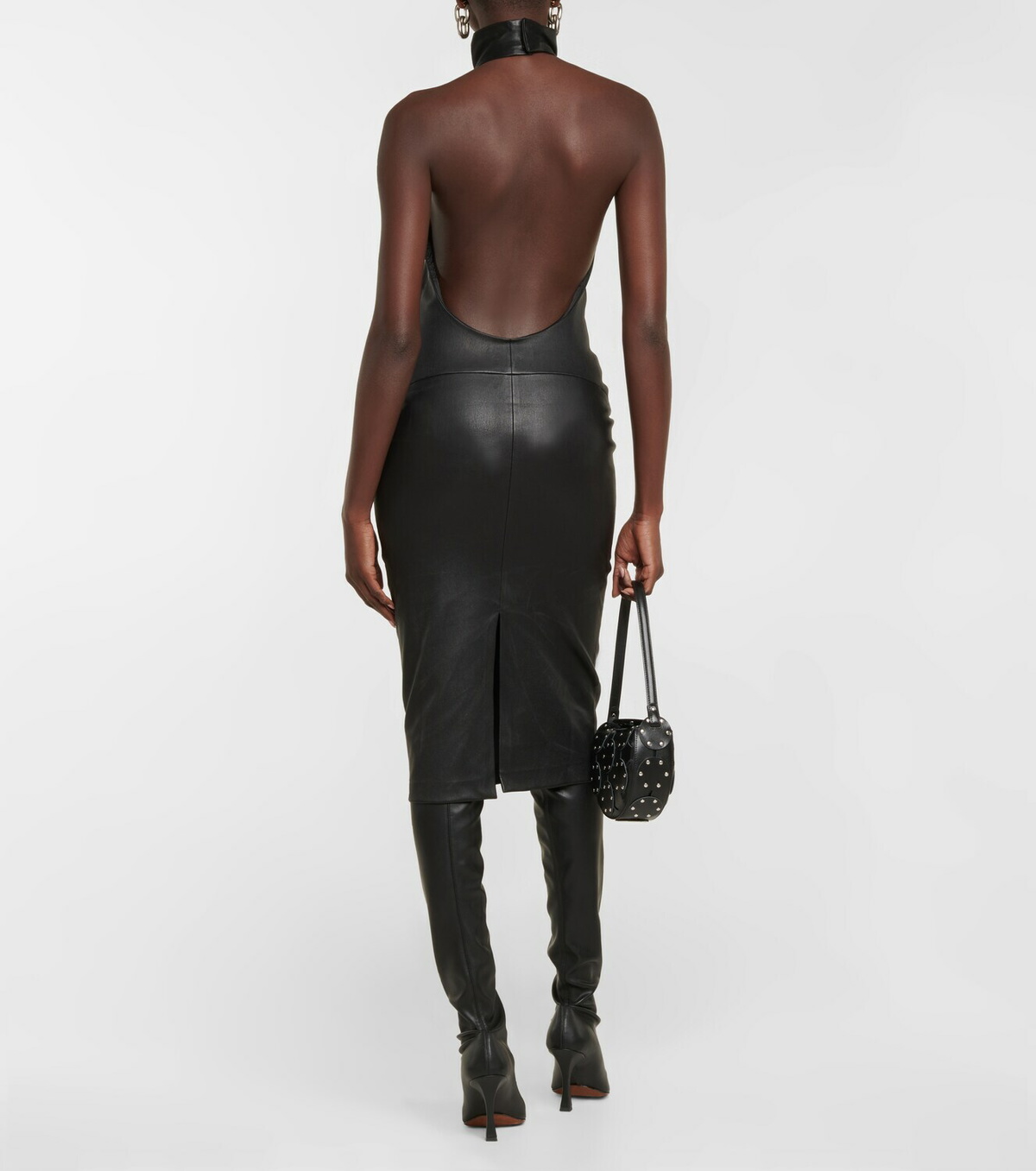 Stouls Victoria halterneck leather dress Stouls